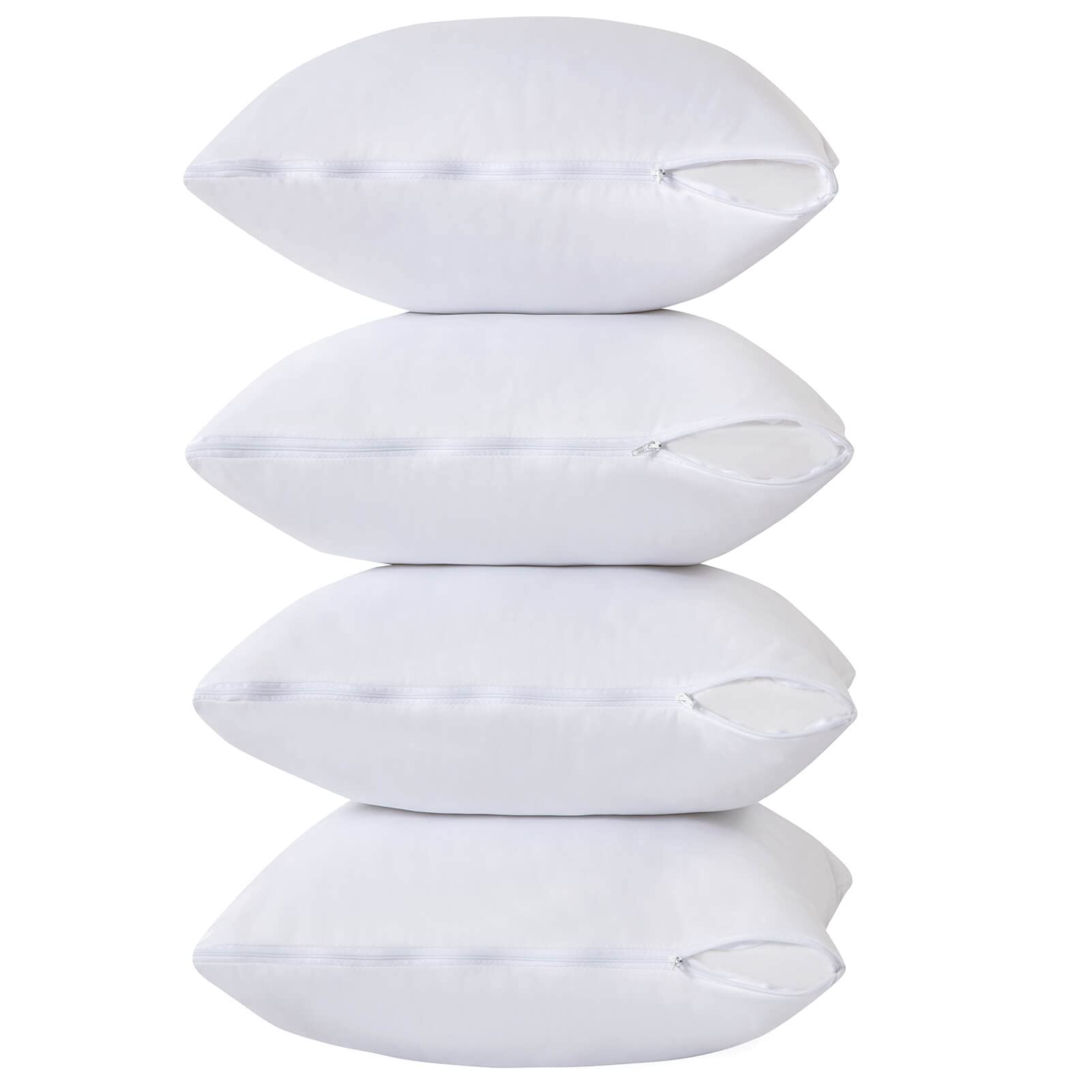 4 Pack Waterproof Down Feather Proof Pillow Protectors with Zipper 18x18 Zippered Pillow Covers for Square Throw Pillow