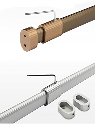 Autuwintor Adjustable Closet Rod Black Closet Rods for Hanging Clothes Heavy Duty with End Supports Aluminum Alloy Oval Shape 16-24 Inches Quantity-1pcs