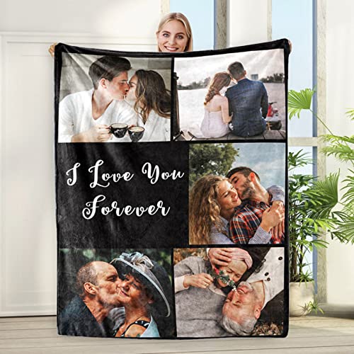 COSPOT Custom Photo Blanket for Couples, Personalized Fleece Throw Blankets, Flannel Picture Blanket, Gifts for Husband/Wife/Girlfriend/Boyfriend, Birthday Valentines 30" W x 40" L