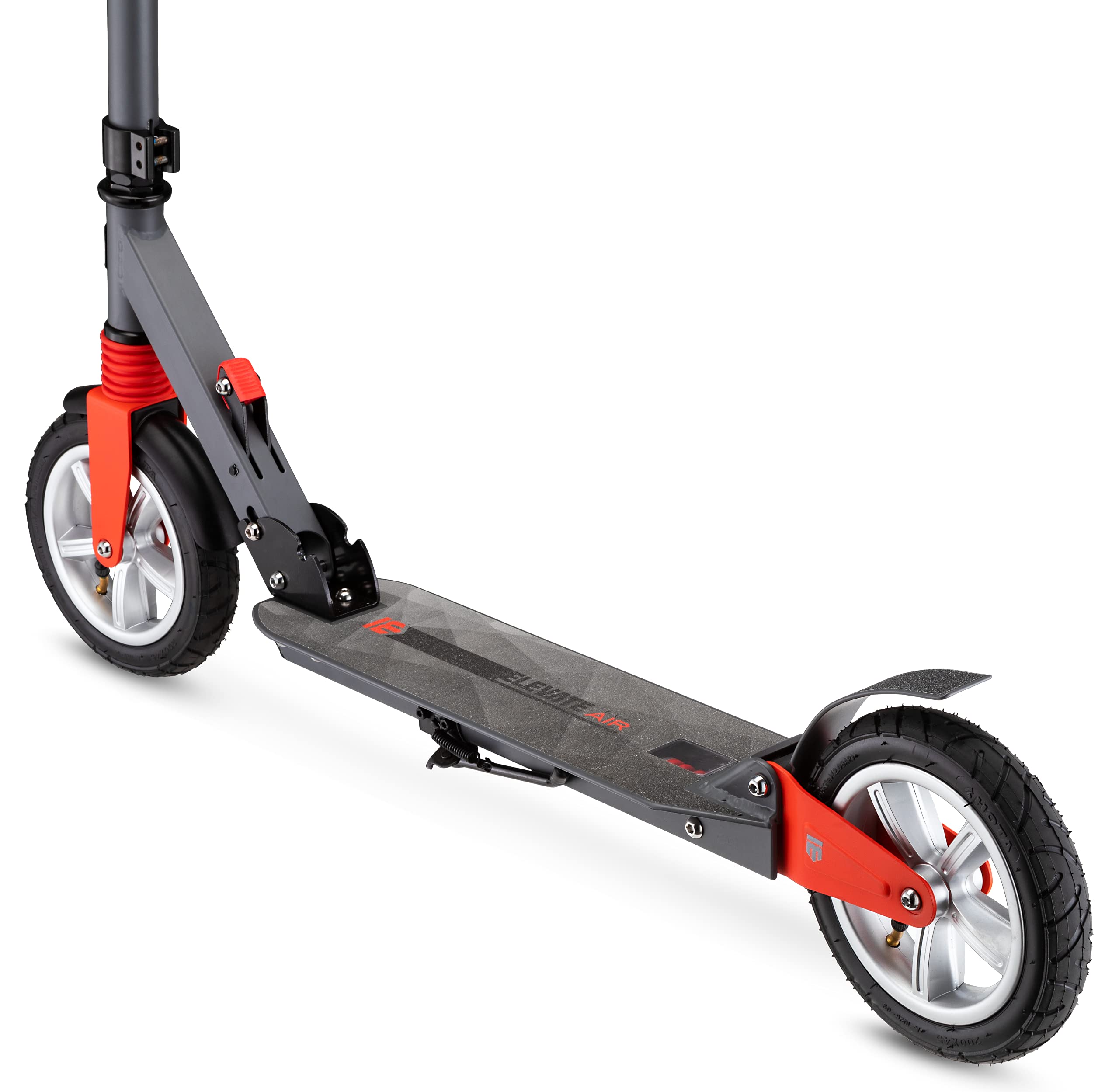 Mongoose Elevate Duo Air Youth/Adult Folding Kick Scooter, Air Filled Tires, Ages 8 Years and Up, Kickstand, Max Rider Weight 220 Pounds, Grey/Red