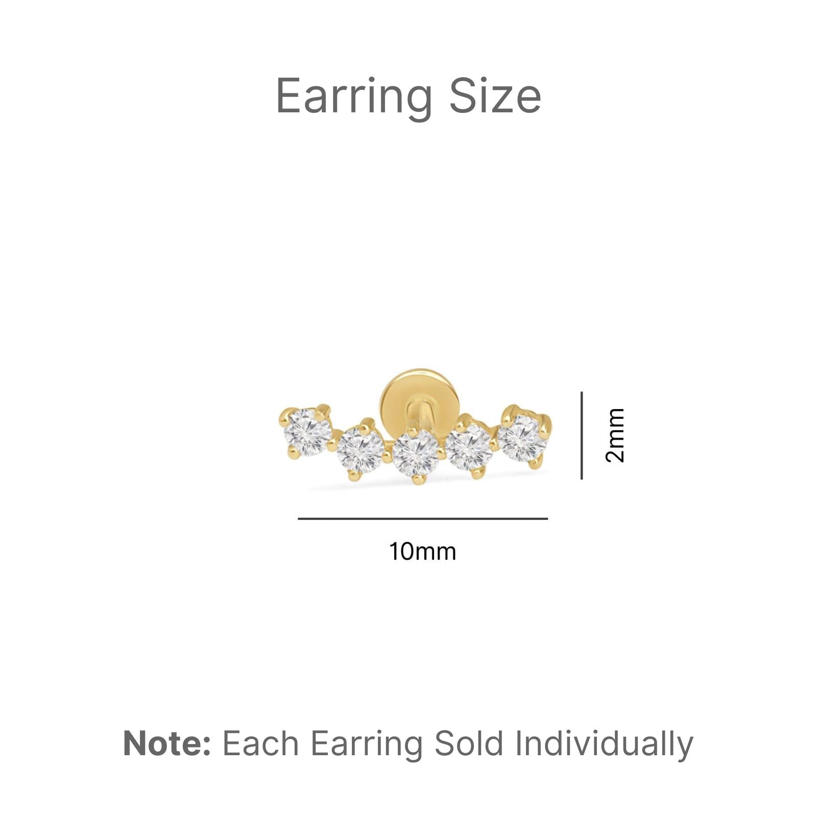 1/5 Carat Diamond Constellation Ear Crawler 14K Solid Gold Cartilage Stud Earring Helix Conch Diamond Ear Piercings Internally Threaded Flat Back (Carat 0.20ct, G-H, Clarity SI1-SI2) - Sold Separately