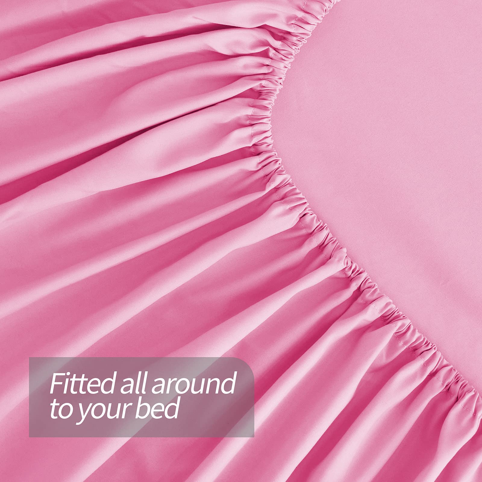 Ersmak Full Size Sheets Set (4 Piece), Super Soft Brushed Microfiber Bed Sheets with 16 Inch Deep Pocket, Egyptian Quality Luxury Bedding Set - Pink
