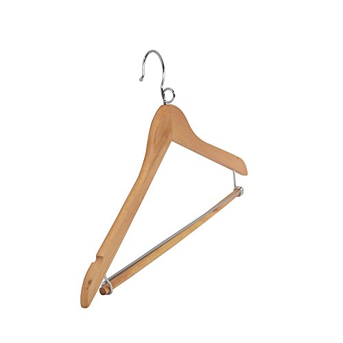 Proman Products Kascade Wooden Hanger, Shoulder Notches, Locking Bar in Natural, 50 pcs / box