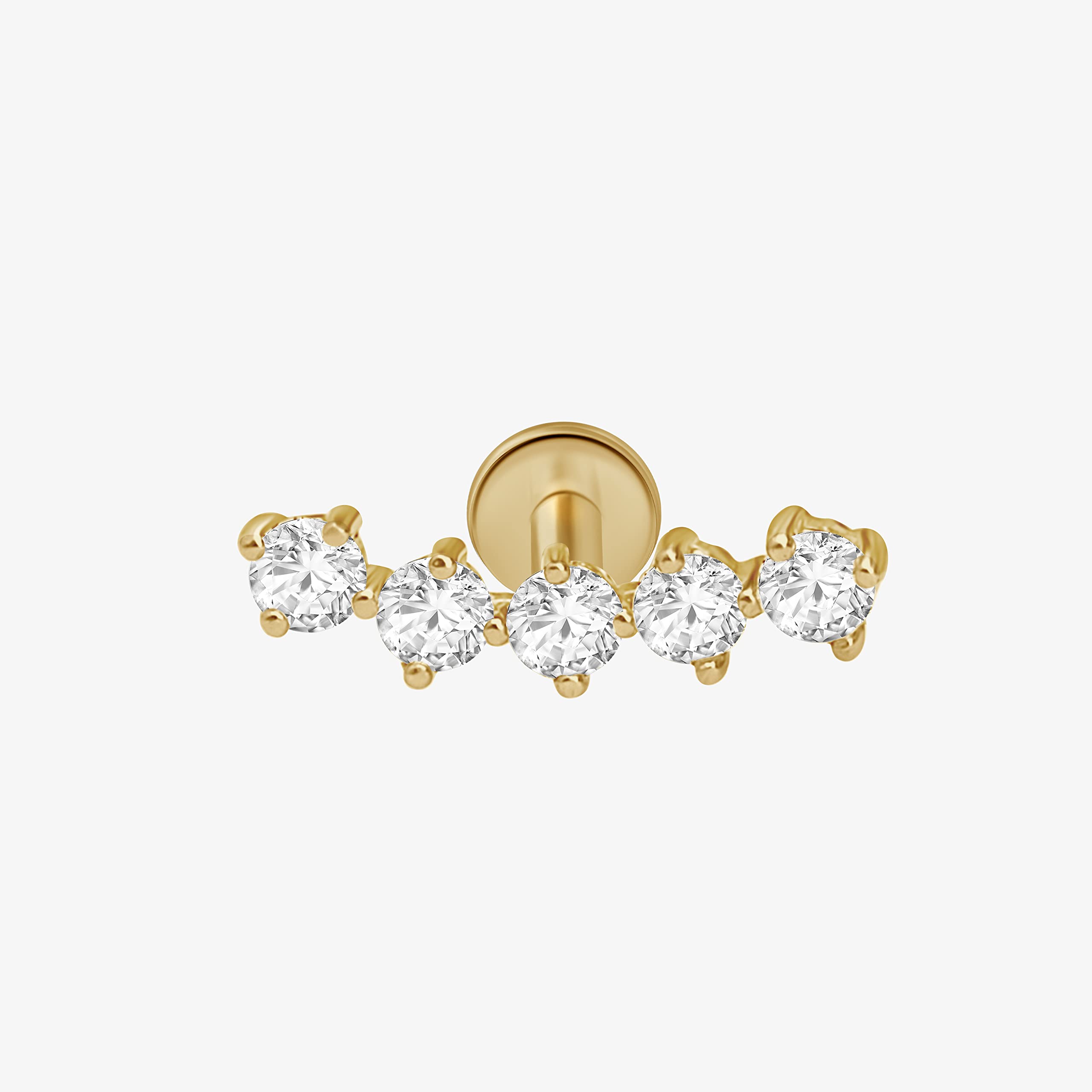 1/5 Carat Diamond Constellation Ear Crawler 14K Solid Gold Cartilage Stud Earring Helix Conch Diamond Ear Piercings Internally Threaded Flat Back (Carat 0.20ct, G-H, Clarity SI1-SI2) - Sold Separately