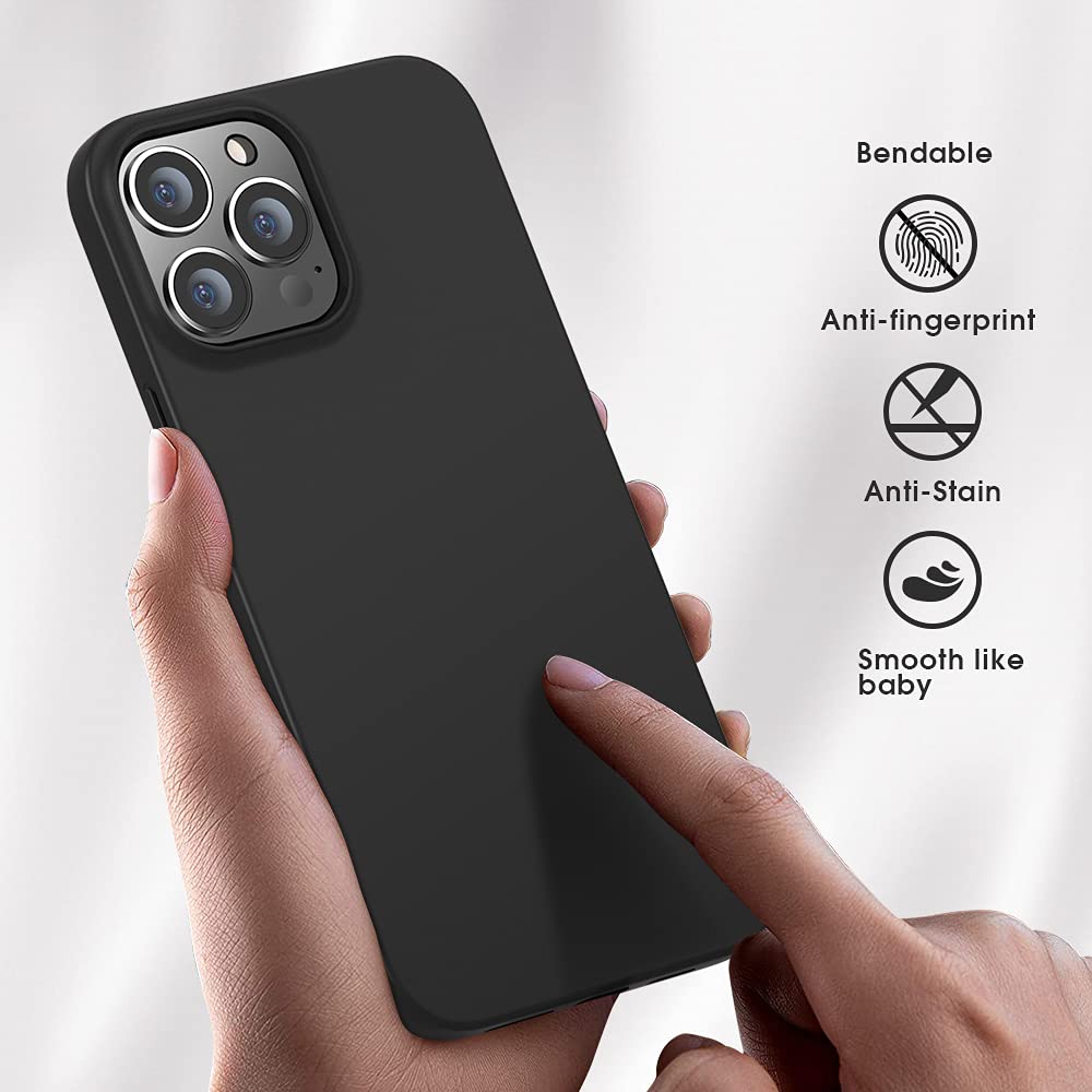 X-level Compatible iPhone 13 Pro max Case Slim Fit Ultra-Thin [Guardian Series] Soft TPU Matte Finish Coating Phone Cases Lightweight Back Cover Grip for iPhone 13 Pro max 6.7" (2021)-Black