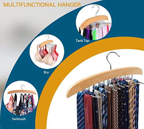 ChezMax Tank Top Hanger with 24 Hooks, Space Saving Hangers, Hanging Bras Tank Tops Ties Scarfs Hanger Organizer for Closet and Storage, 360° Rotating, Foldable Metal Hooks (Pack with U-Shape Hook)