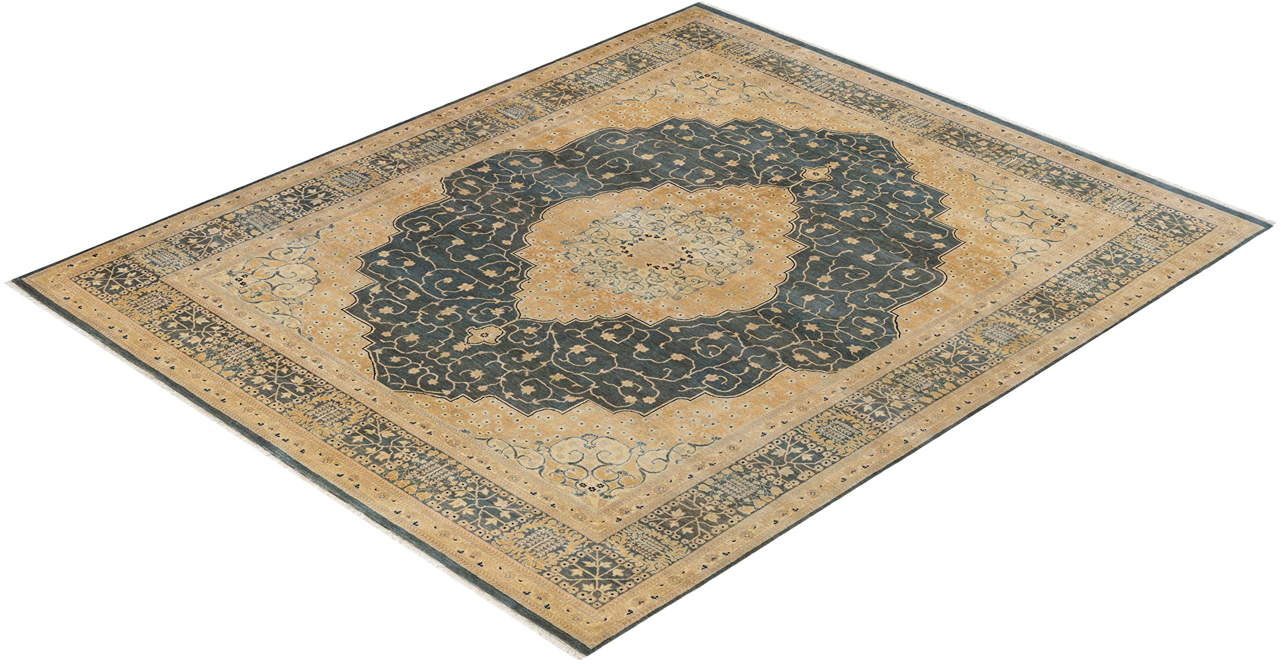 Solo Rugs One of a Kind Hand Knotted Hand Made Wool Traditional Oriental Mogul Gray 8 x 10 Area Rug
