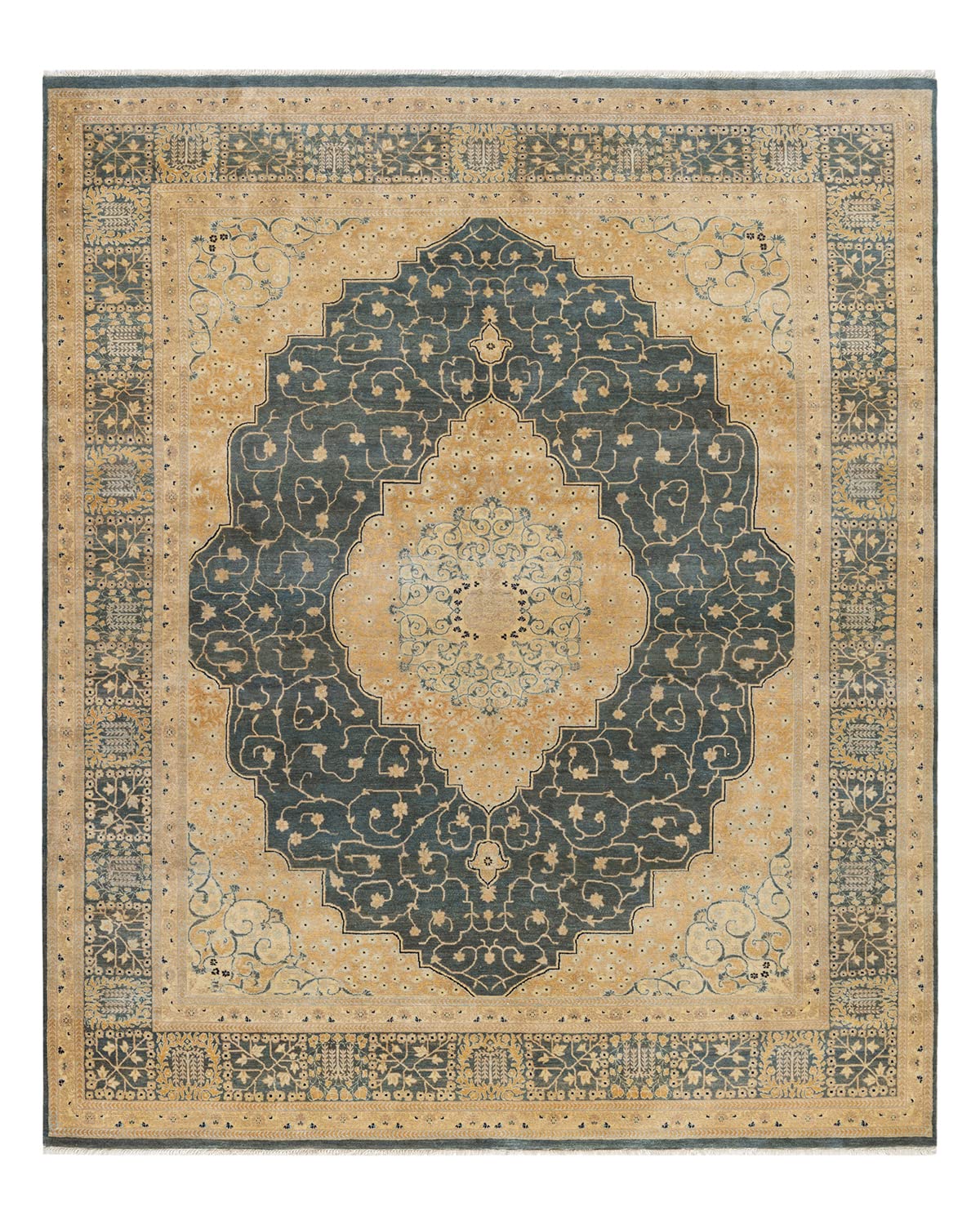 Solo Rugs One of a Kind Hand Knotted Hand Made Wool Traditional Oriental Mogul Gray 8 x 10 Area Rug
