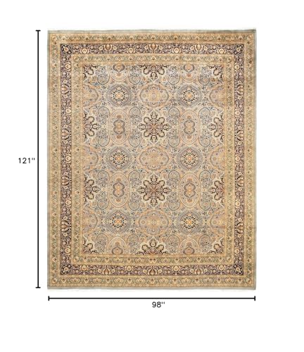 Solo Rugs One of a Kind Hand Knotted Hand Made Wool Traditional Floral Mogul Gray 8 x 10 Area Rug