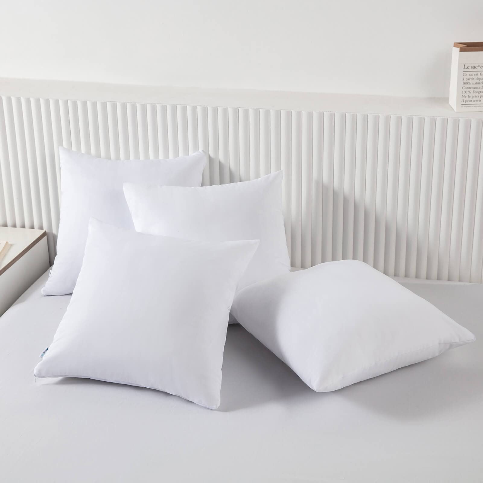 4 Pack Waterproof Down Feather Proof Pillow Protectors with Zipper 20x20 Zippered Pillow Covers for Square Throw Pillow