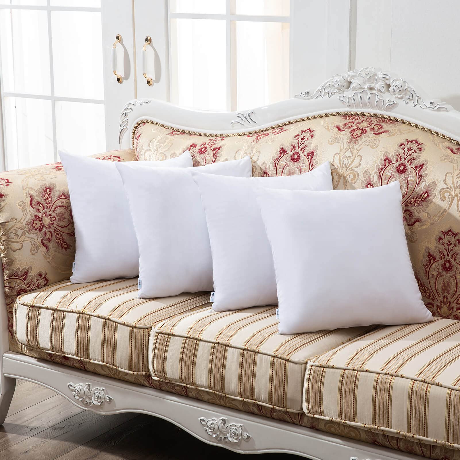4 Pack Waterproof Down Feather Proof Pillow Protectors with Zipper 20x20 Zippered Pillow Covers for Square Throw Pillow