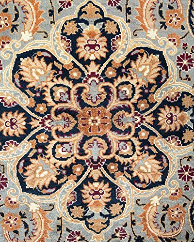 Solo Rugs One of a Kind Hand Knotted Hand Made Wool Traditional Floral Mogul Gray 8 x 10 Area Rug