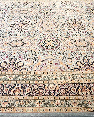 Solo Rugs One of a Kind Hand Knotted Hand Made Wool Traditional Floral Mogul Gray 8 x 10 Area Rug