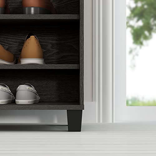 Galano 16 Pair Lucca 2 Door Shoe Storage Cabinet with Open Shelf and Doors β Shoe Rack - Shoe Storage Entryway β Shoe Organizer for Home and Office - Dark Grey Oak
