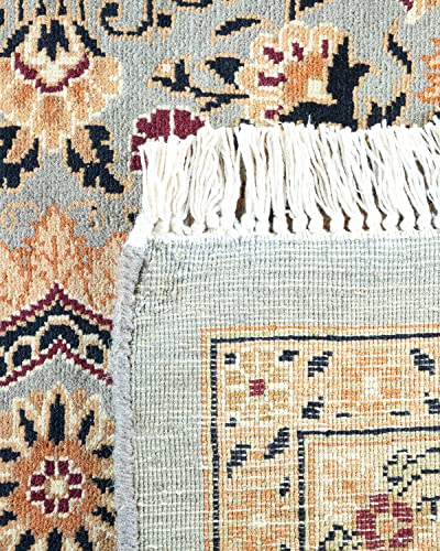 Solo Rugs One of a Kind Hand Knotted Hand Made Wool Traditional Floral Mogul Gray 8 x 10 Area Rug