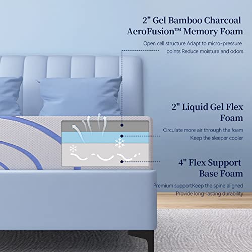 Vyfipt Twin Size Memory Foam Mattress 8 Inch Bed in a Box Bamboo Charcoal Infused Gel Foam Cooling Medium Firm Mattress - Breathable - No Box Spring Needed β Twin,8 Inch