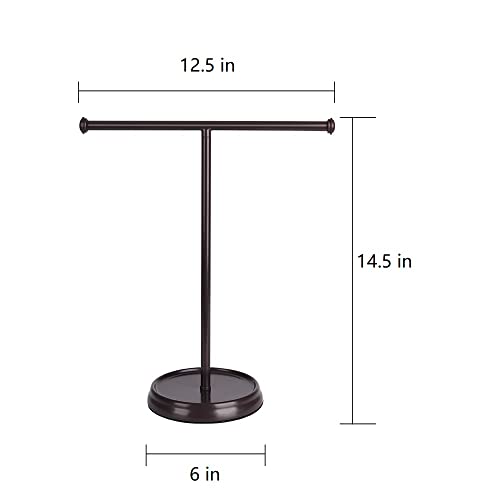 ALUCSET 2 Pack Metal Modern Hand Towel Holder Rack Stand with Base for Bathroom Kitchen Vanity Countertops to Display and Store Small Towels or Washcloths (Coffee, Set of 2)