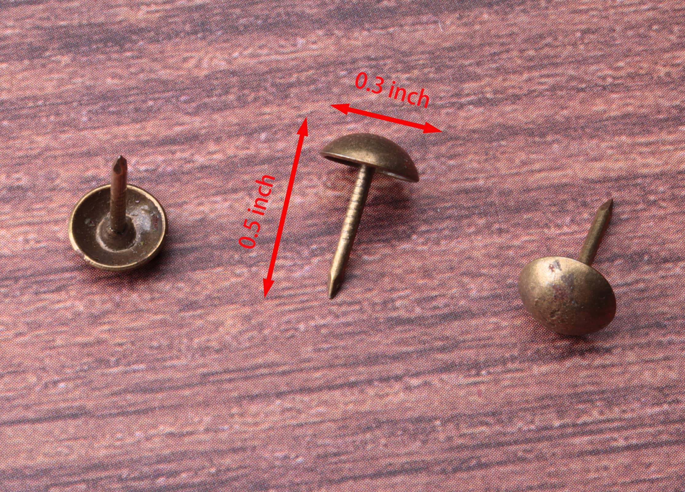 Sowaka 100 Pcs Antique Upholstery Nails Bronze Decorative Furniture Pins Kits Thumb Tacks Push Pins for Furniture Sofa Decorative Brass Nail Pins