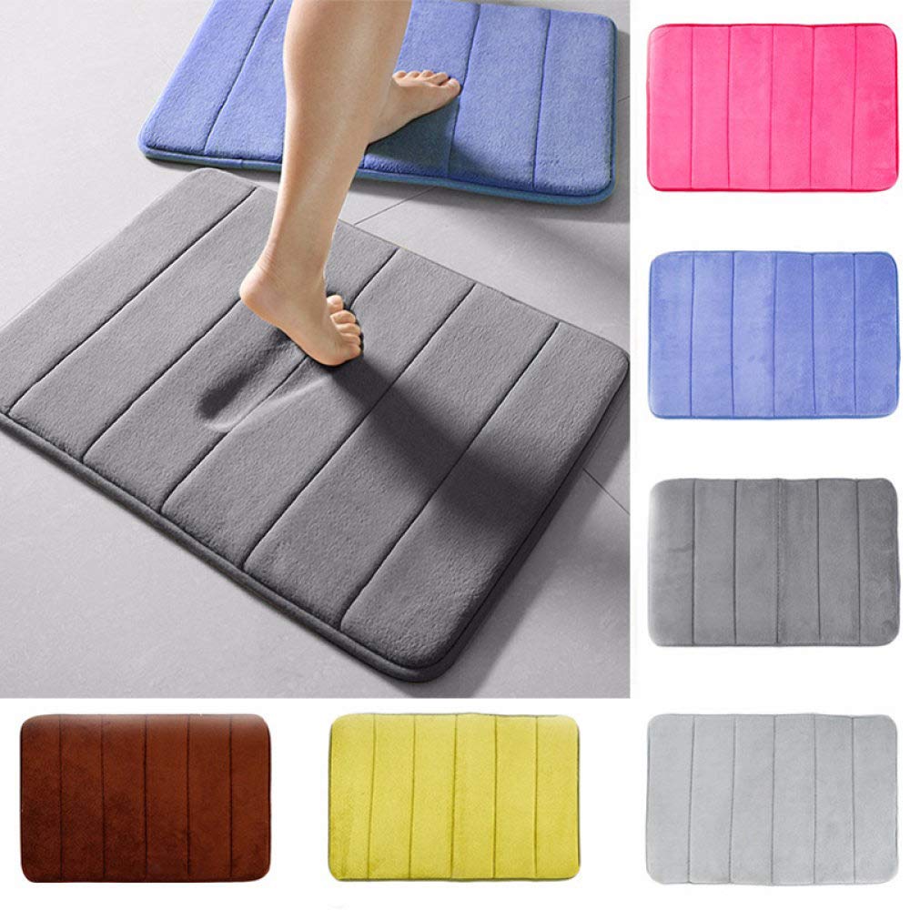 MELTSUN Bath mat Home Bath Mat Coral Fleece Bathroom Carpet Water Absorption Non-Slip Memory Foam Absorbent Washable Rug Toilet Floor Mat,Wine Red,40,60cm