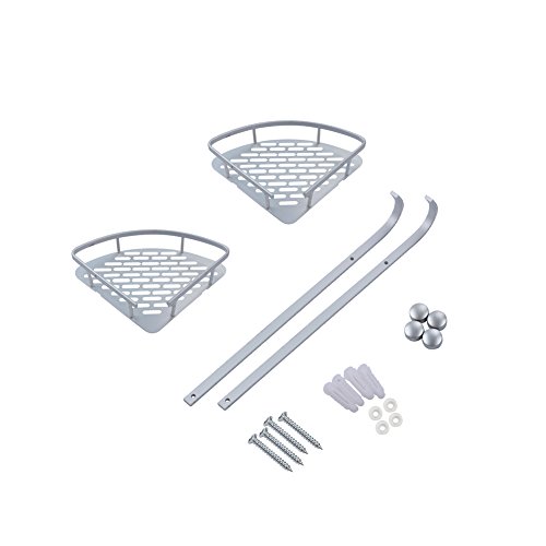 Bathroom Corner Shelf,2 Tier Shower Caddy Shelf Storage Rack Aluminum Satina Corner Shampoo Basket Holder
