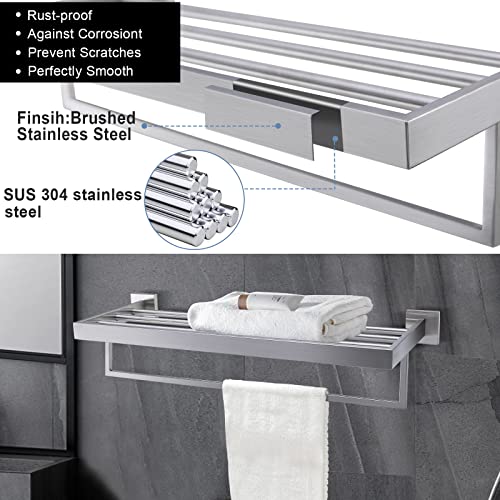 TURS 5-Pieces Bathroom Hardware Accessories Set Brushed Towel Holder Sets Bath Towel Rack Towel Shelf