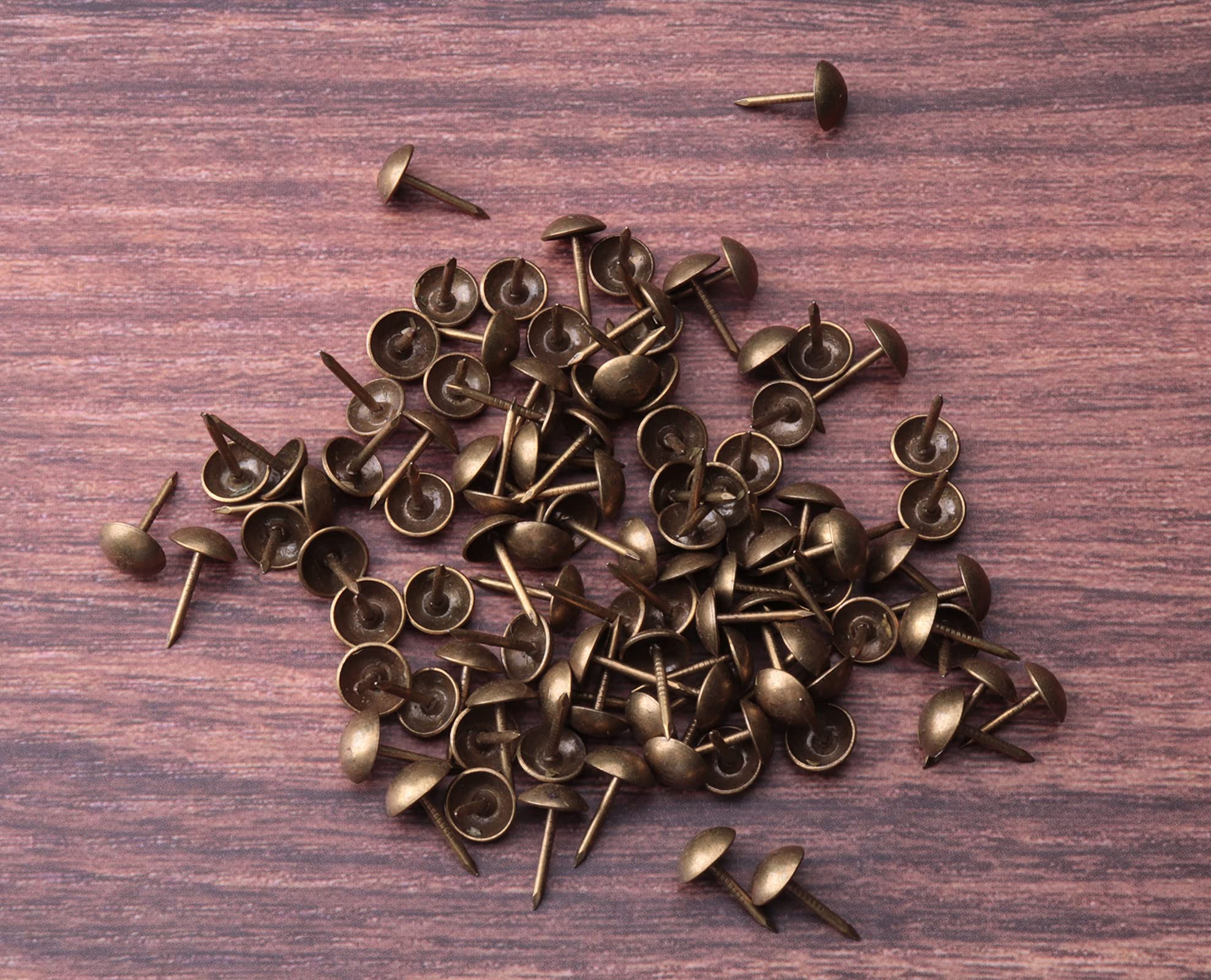 Sowaka 100 Pcs Antique Upholstery Nails Bronze Decorative Furniture Pins Kits Thumb Tacks Push Pins for Furniture Sofa Decorative Brass Nail Pins