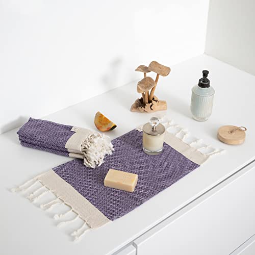 SMYRNA TURKISH COTTON Wash Cloths Pack of 6 | 100% Natural Cotton, 12"x17" | Versatile Bath Towels for Bathroom, Hotel, SPA | Soft, Absorbent, Prewashed and Quick Dry Turkish Hand Towels (Purple)