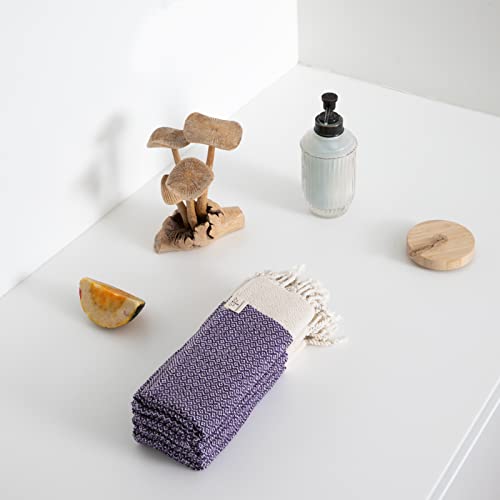SMYRNA TURKISH COTTON Wash Cloths Pack of 6 | 100% Natural Cotton, 12"x17" | Versatile Bath Towels for Bathroom, Hotel, SPA | Soft, Absorbent, Prewashed and Quick Dry Turkish Hand Towels (Purple)
