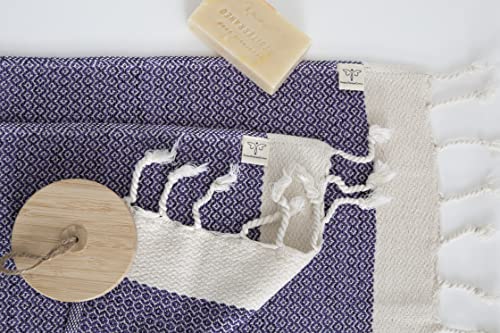 SMYRNA TURKISH COTTON Wash Cloths Pack of 6 | 100% Natural Cotton, 12"x17" | Versatile Bath Towels for Bathroom, Hotel, SPA | Soft, Absorbent, Prewashed and Quick Dry Turkish Hand Towels (Purple)