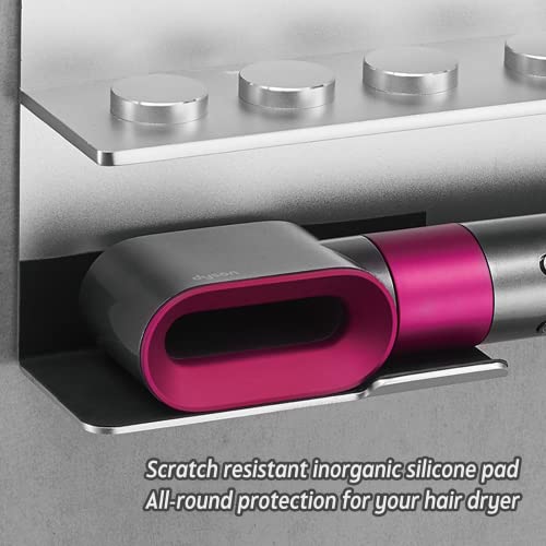 Wall Mount Holder Compatible with Dyson Airwrap Styler, Compatible with Dyson Curling Dryer, Metal Storage Stand Rack Compatible with Dyson Airwrap Styler Hair Curling Iron Wand Barrels for Home Bathroom, Silver