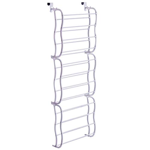 Fancy Buying 36-Pair Shoes Over The Door Rack Holder - Fold Up Non Slip Bars Shoe Rack Multifunction Combination- White