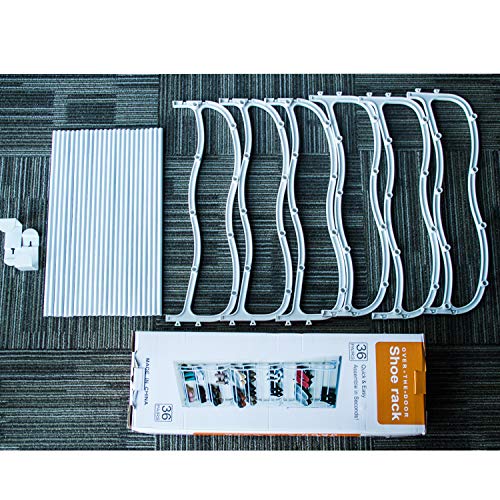 Fancy Buying 36-Pair Shoes Over The Door Rack Holder - Fold Up Non Slip Bars Shoe Rack Multifunction Combination- White
