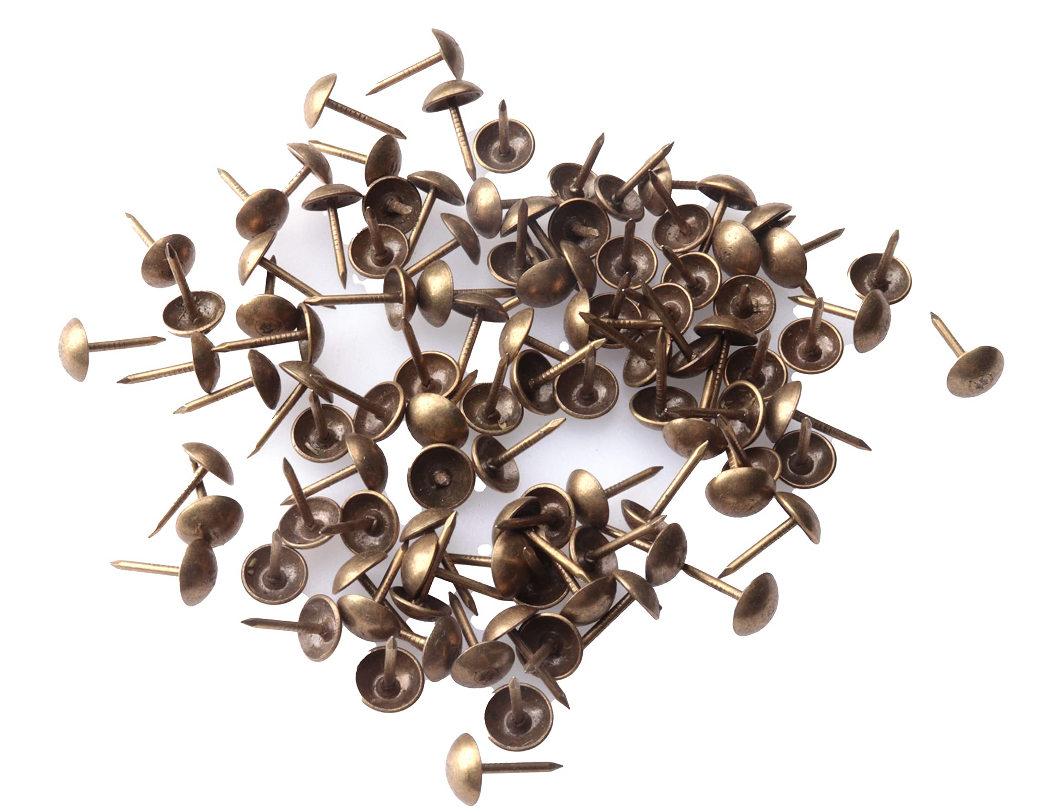 Sowaka 100 Pcs Antique Upholstery Nails Bronze Decorative Furniture Pins Kits Thumb Tacks Push Pins for Furniture Sofa Decorative Brass Nail Pins
