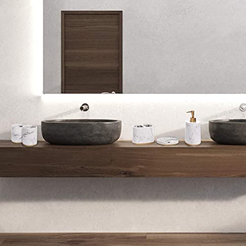 Set of 2, Bathroom Accessories Set,Marble Look Bathroom Sets for Counter Top Restroom Apartment Decor Stuff, Imitated Resin Kits, Gift for Women and Men