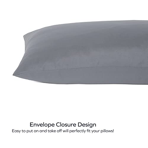 KM Standard Pillowcase Set of 2 Dark Gray, Bed Pillow Covers, Ultra Soft (20 x 30) Inches, Solid Pillowcases with Open Closure, Machine Washable Dark Grey