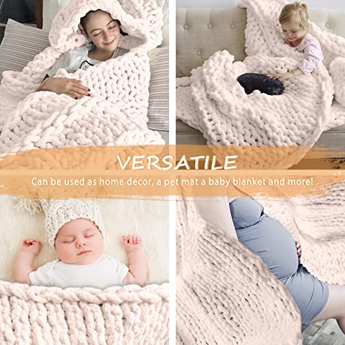 Chunky Knit Blanket, Super Luxurious - Soft and Comfortable Chunky Knit Blanket Throw, Cable Knit Throw Blanket for Sofa, Bed, Chair, Machine Washable Big Blanket
