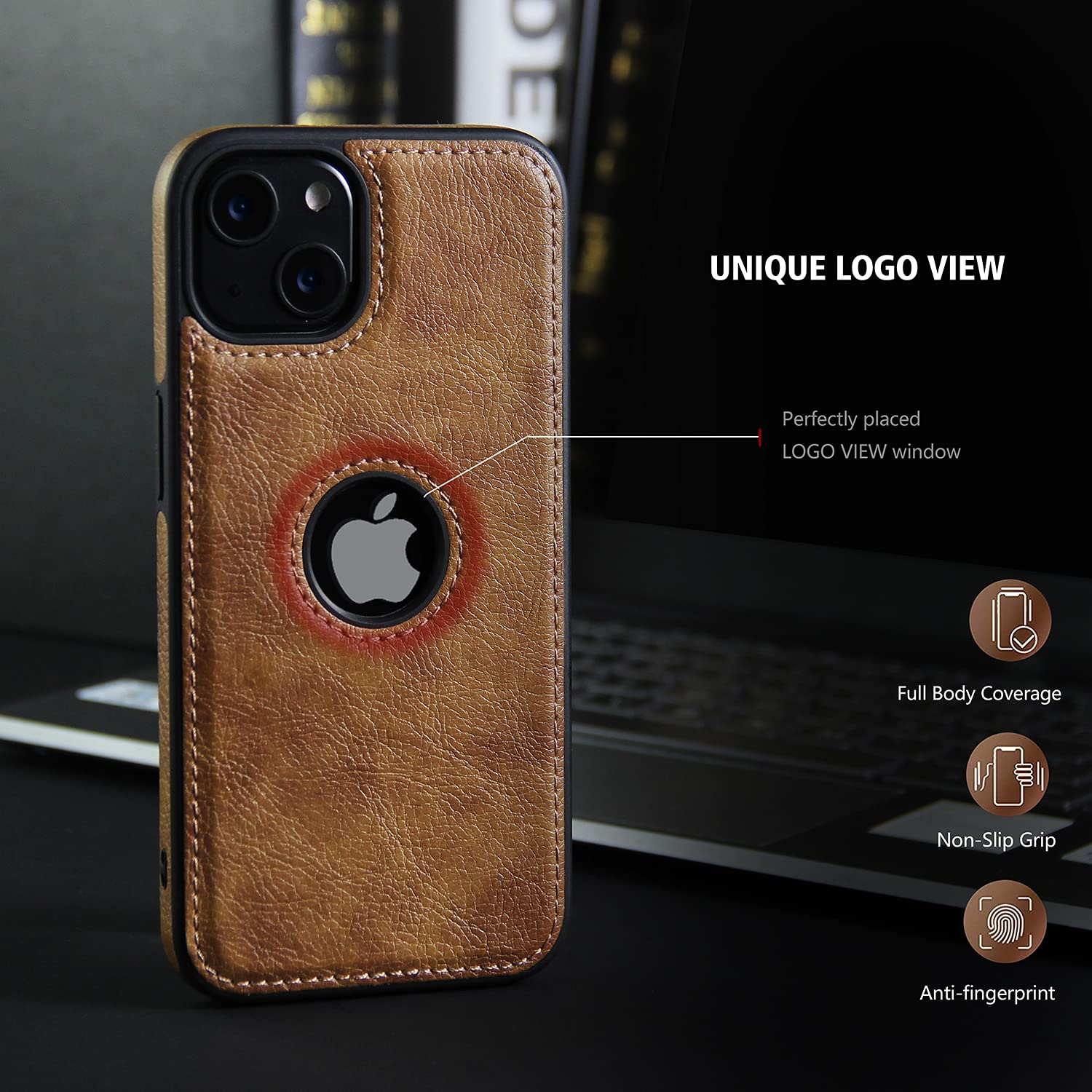 Razstorm Unique Design Luxury Leather Business Phone Case for iPhone 13 Pro Max Anti-Slip Scratch Resistant Ultra Slim Protective Case (2021,6.7”) (Brown)