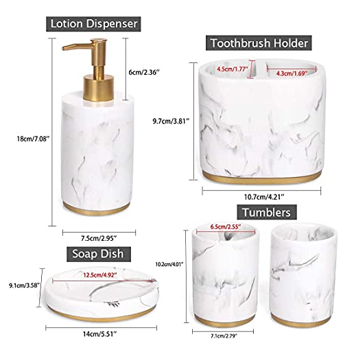 Set of 2, Bathroom Accessories Set,Marble Look Bathroom Sets for Counter Top Restroom Apartment Decor Stuff, Imitated Resin Kits, Gift for Women and Men