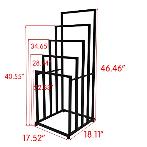 HAHRIR Black Metal 5-Tiers Stainless Steel Towel Racks ,Freestanding Towel Holder for Bathroom Accessories Organizer,for Bath Storage & Hand Towels&Washcloths& Blanket Rack