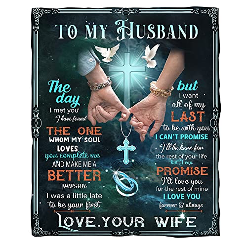 YIBZEE to My Husband Blanket - Cozy Soft Flannel Fleece Gift Blanket for Travel Sofa Bed Lightweight Warm Throw Blanket Birthday Christmas Valentine's Day Gifts (to My Husband, 60 x 50in)