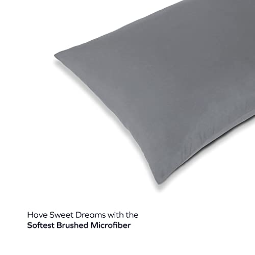 KM Standard Pillowcase Set of 2 Dark Gray, Bed Pillow Covers, Ultra Soft (20 x 30) Inches, Solid Pillowcases with Open Closure, Machine Washable Dark Grey