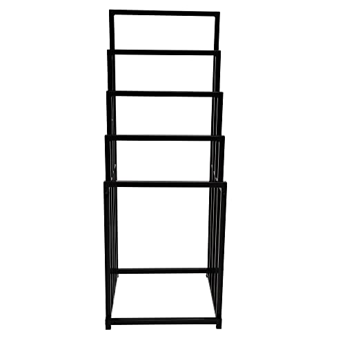 HAHRIR Black Metal 5-Tiers Stainless Steel Towel Racks ,Freestanding Towel Holder for Bathroom Accessories Organizer,for Bath Storage & Hand Towels&Washcloths& Blanket Rack