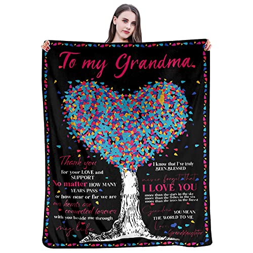 Personalized Blanket to My Grandma from Granddaughter Birthday Gifts for Grandma Mothers Day Best Retirement Gift Super Soft Warm Fuzzy Throw Blanket for Bed Couch Chair 50"x 40"