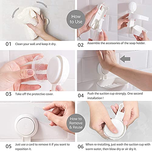 LEVERLOC Corner Shower Caddy Suction Cup NO-Drilling Soap Dish Suction Cup Removable Bathroom Shower Shelf Heavy Duty Caddy Organizer for Bathroom & Kitchen