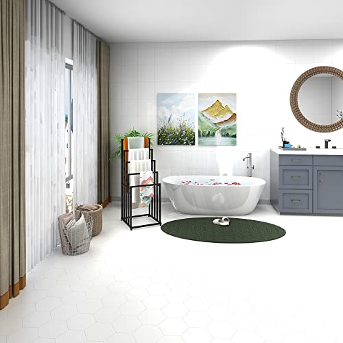 HAHRIR Black Metal 5-Tiers Stainless Steel Towel Racks ,Freestanding Towel Holder for Bathroom Accessories Organizer,for Bath Storage & Hand Towels&Washcloths& Blanket Rack