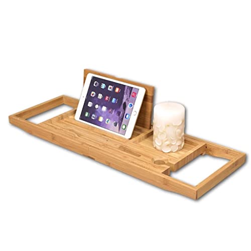 WONDER ME Extendable Bathtub Tray Spa Bathroom Tray Board Bathtub Tablet Organizer Home Storage (Color : Black, Size : As Shown)