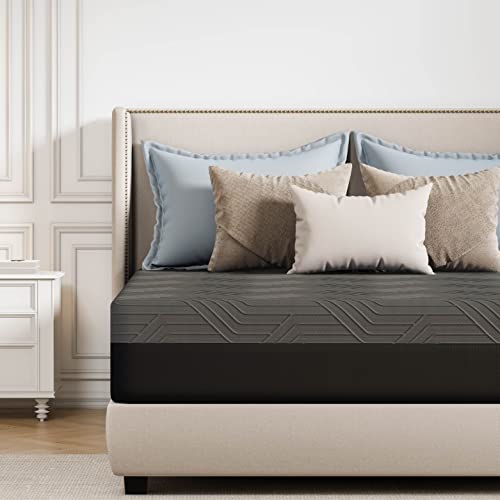 EGOHOME 10 Inch Queen Mattress, Copper Gel Memory Foam Mattress in a Box, Therapeutic Mattress for Back Pain Relief, Medium Double Mattress Made in USA, CertiPUR-US Certified, 60โx80โx10โ, Black