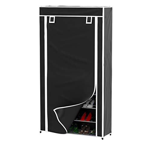 Lavish Home Shoe Storage Rack β 9-Tier Shoe Rack with Cover for Dust and Metal Frame β Freestanding Vertical Shoe Storage Cabinet Organizer (Black)