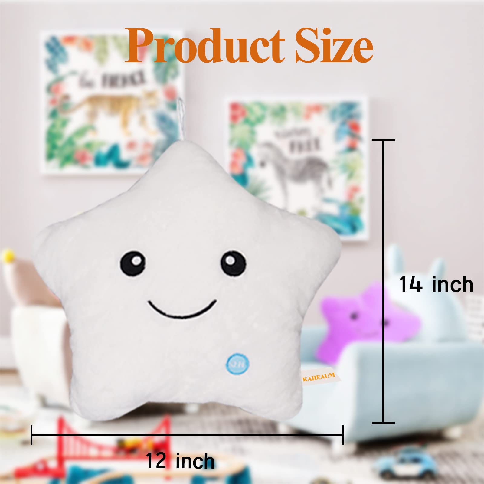 KAHEAUM Cute Pillows,Star Pillow Light Up Stuffed Animal Toy,Soft Pillow Decorative Small Plush Throw Pillows for Sofa Cushion Home Car Fit Birthday Christmas