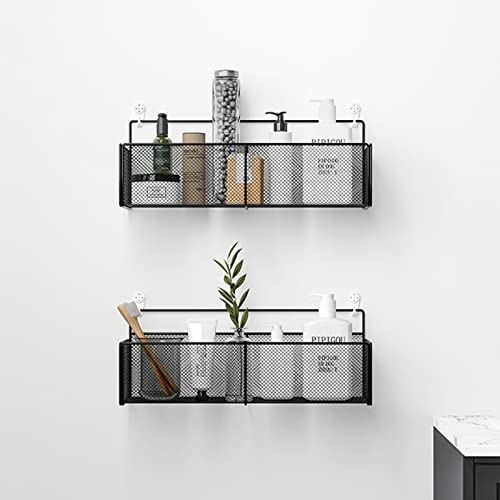 jomgeroz Wall Mounted Storage Basket Metal Mesh Shower Caddy Shelf Rack Organizer for Bathroom Shampoo Bath Soap Container black metal storage basket wall